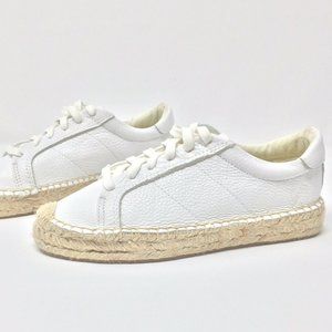 Soludos | Shoes | Soludos White Leather Espadrille Platform Sneakers ...